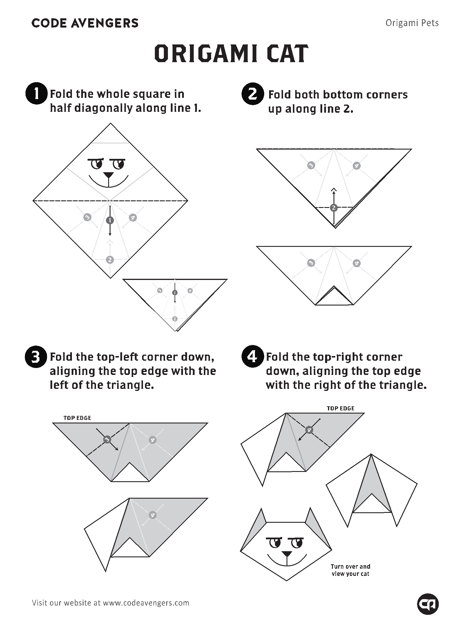 Origami Pets Activity Follow An Algorithm Code Avengers Junior origami-pets-activity-follow-an-algorithm-code-avengers-junior